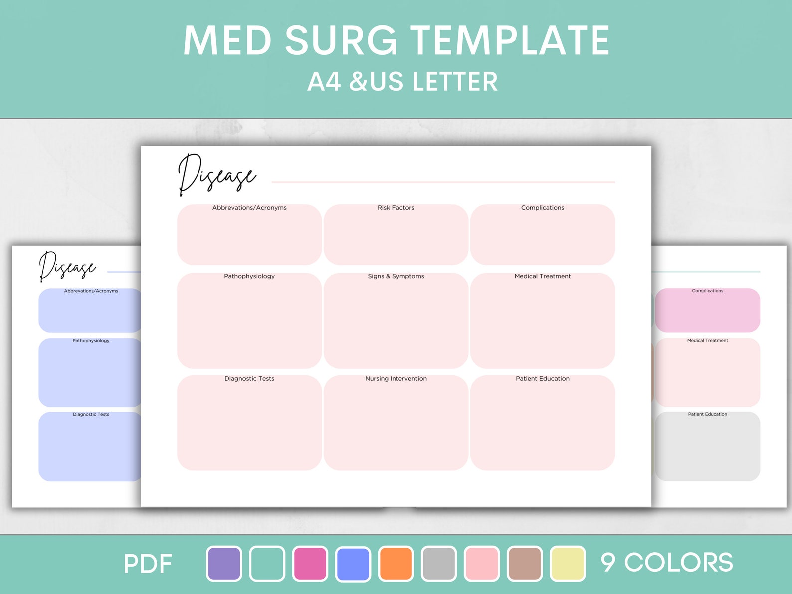 Printable Med Surg Template, Editable Medical Surgical Sheet, Disease ...
