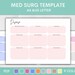 Printable Med Surg Template, Editable Medical Surgical Sheet, Disease ...
