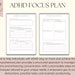 ADHD Focus Plan Worksheets Focus Daily Plan Goal Planner Therapy Focus ...