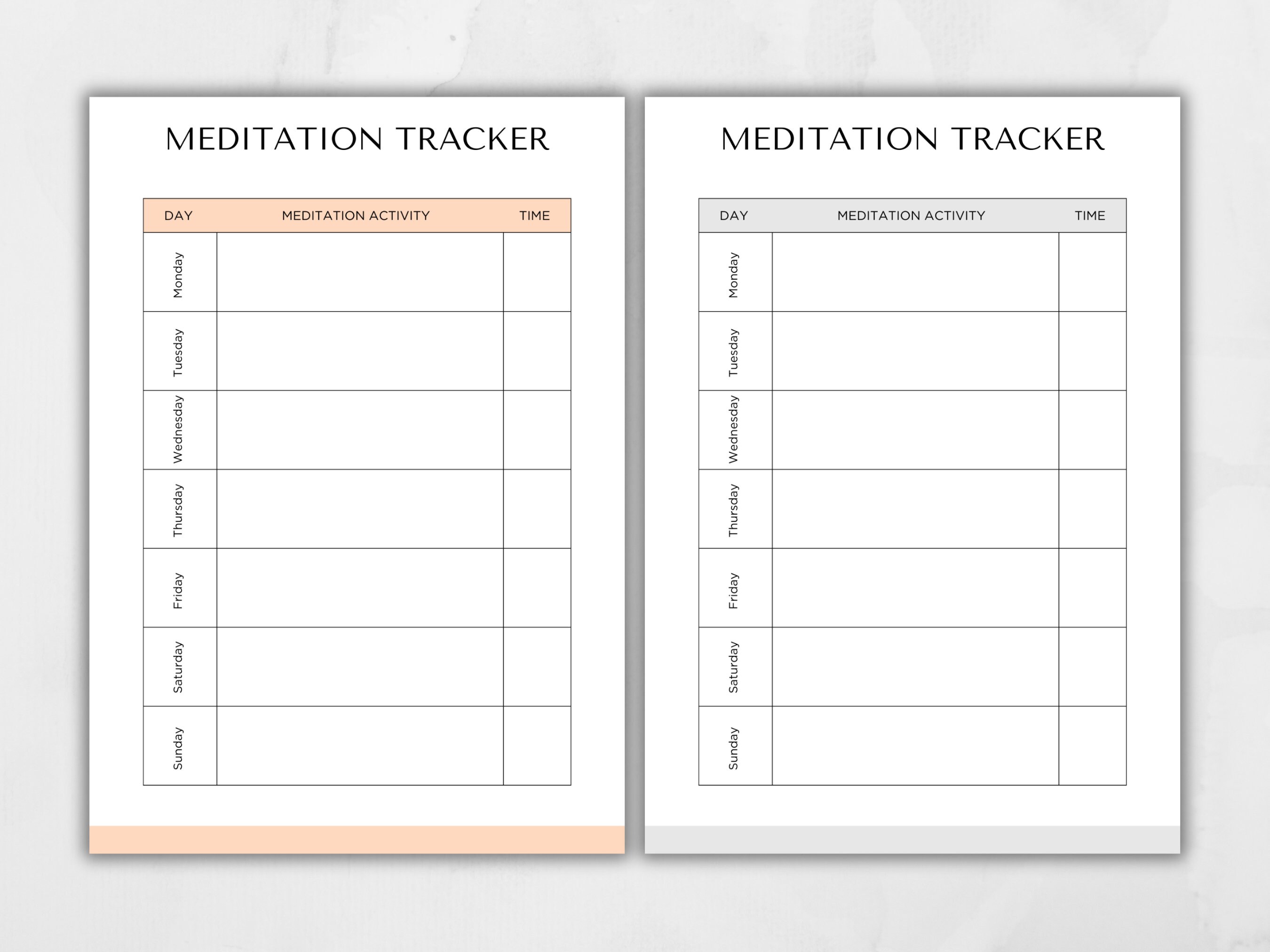 Printable Meditation Tracker, Editable Weekly Tracker, Mindset Sheet ...