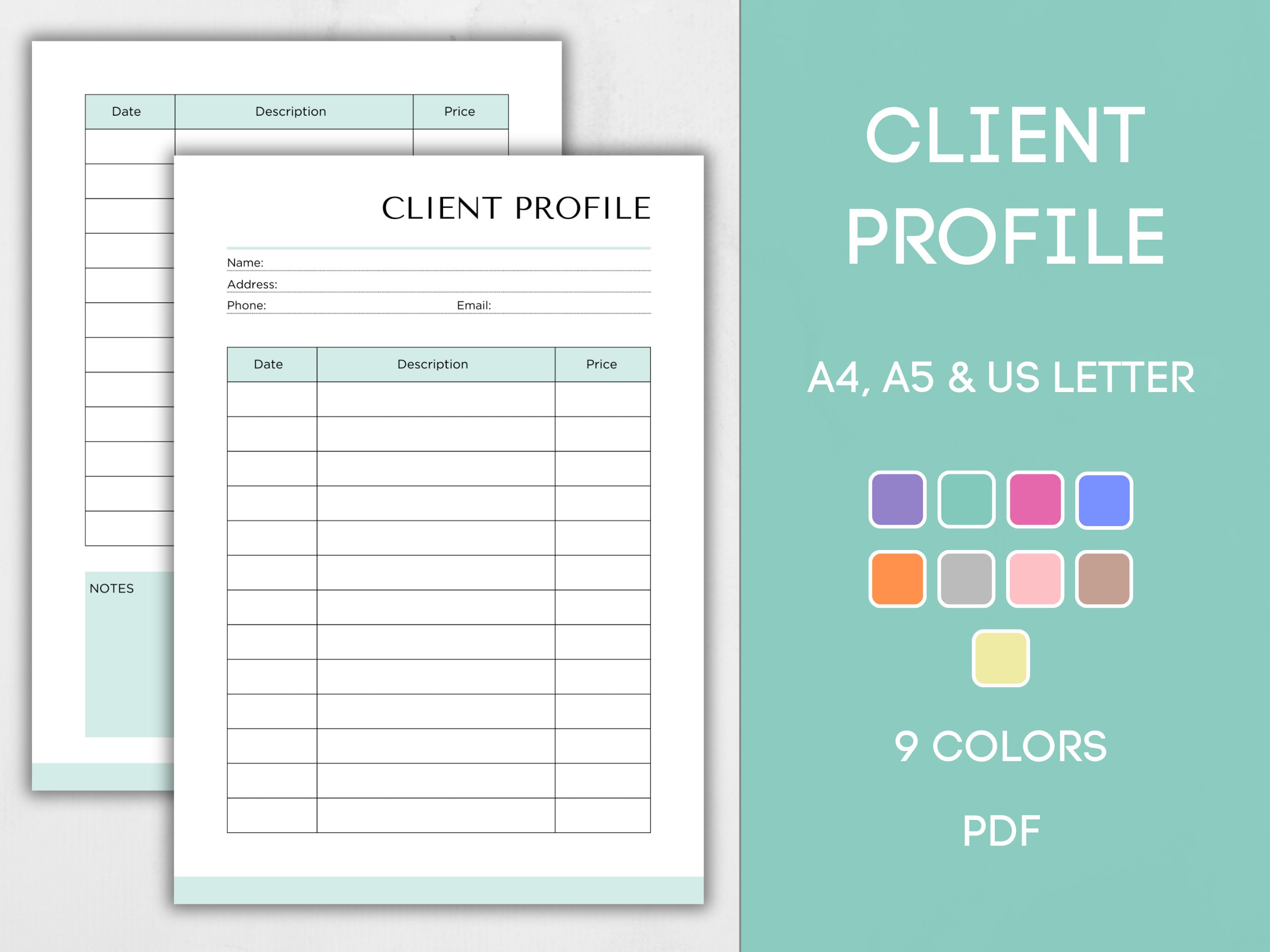 Printable Client Profile Template, Editable B2B Business Sheet ...
