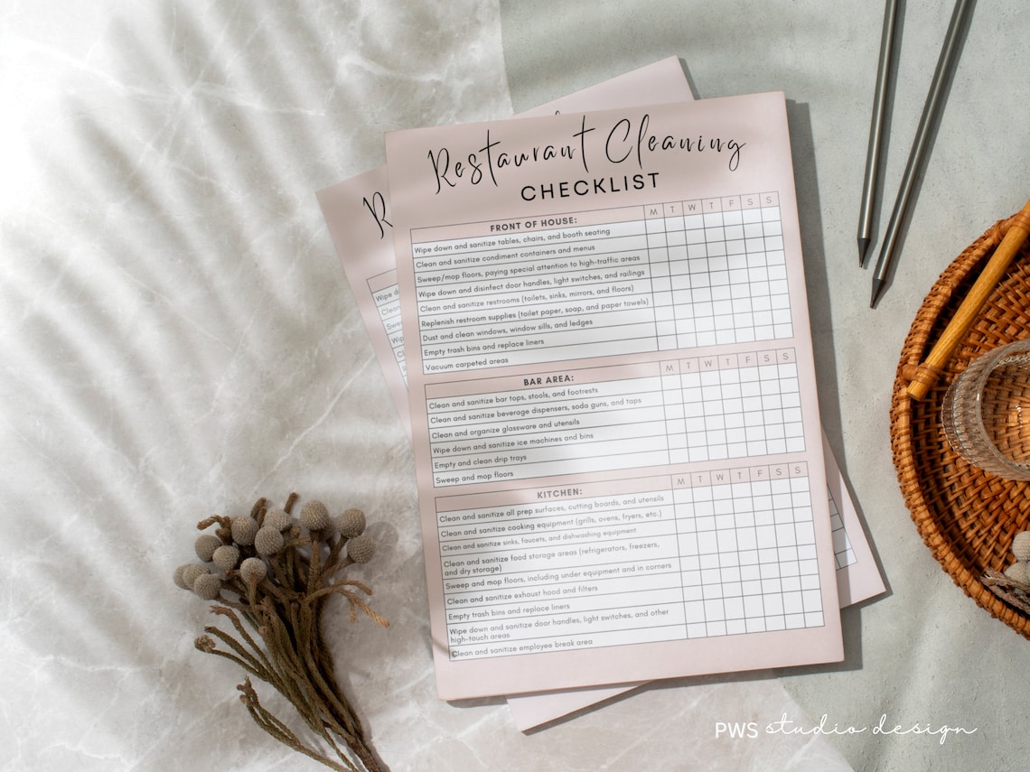 Daily Restaurant Cleaning Checklist Editable Opening Checklist ...