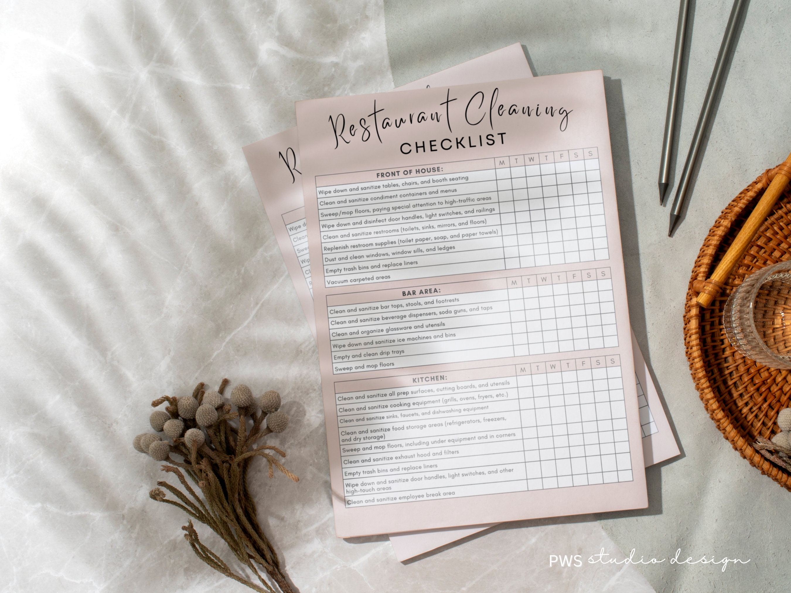 Daily Restaurant Cleaning Checklist Editable Opening Checklist ...