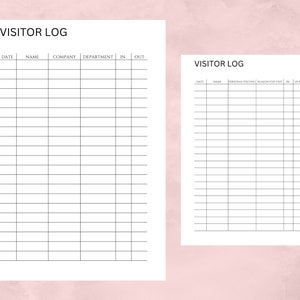 Printable Visitor Log Visitor Sign in / Sign Out Sheet - Etsy