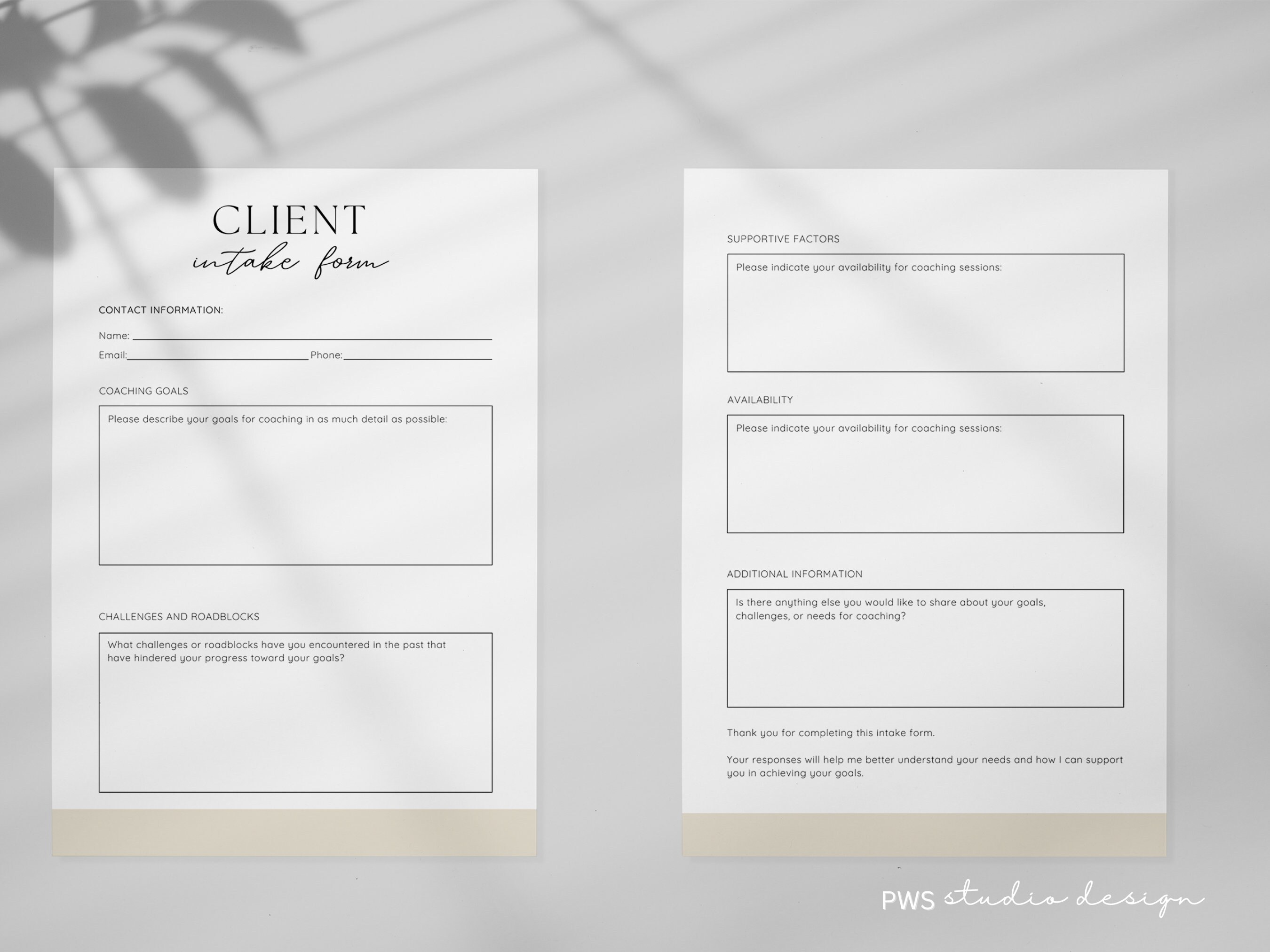 Coaching Client Intake Form Onboarding Life Coach Template Intake ...