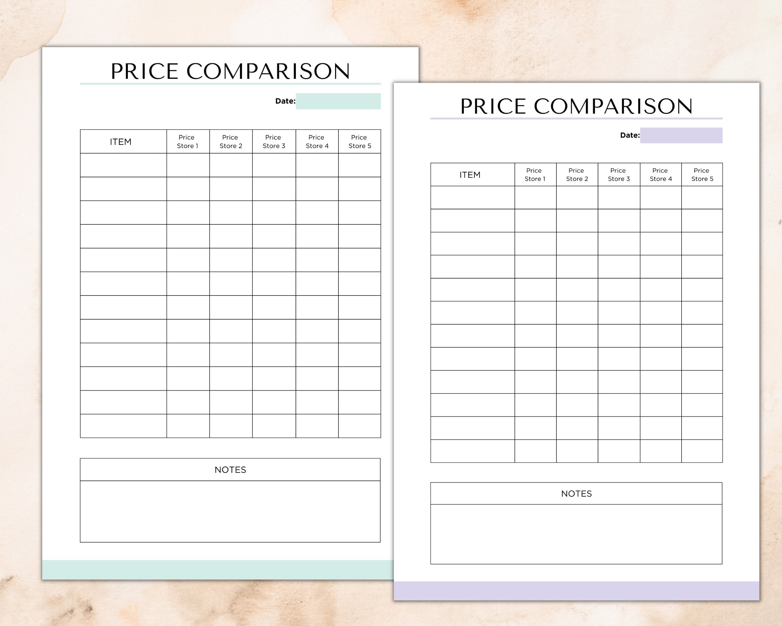 Blank Comparison Chart Template