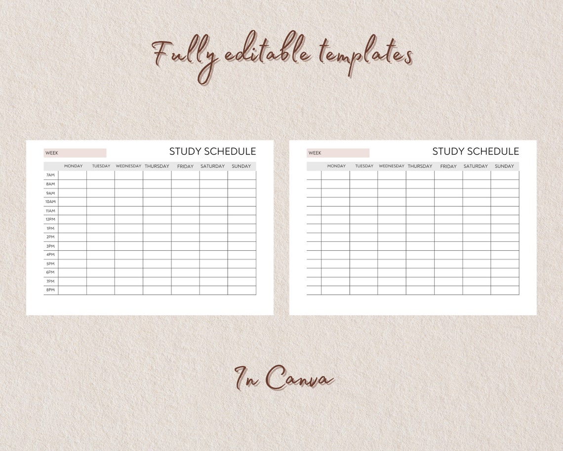 Revision Timetable Printable Set , Study Schedule, Weekly Timetable ...