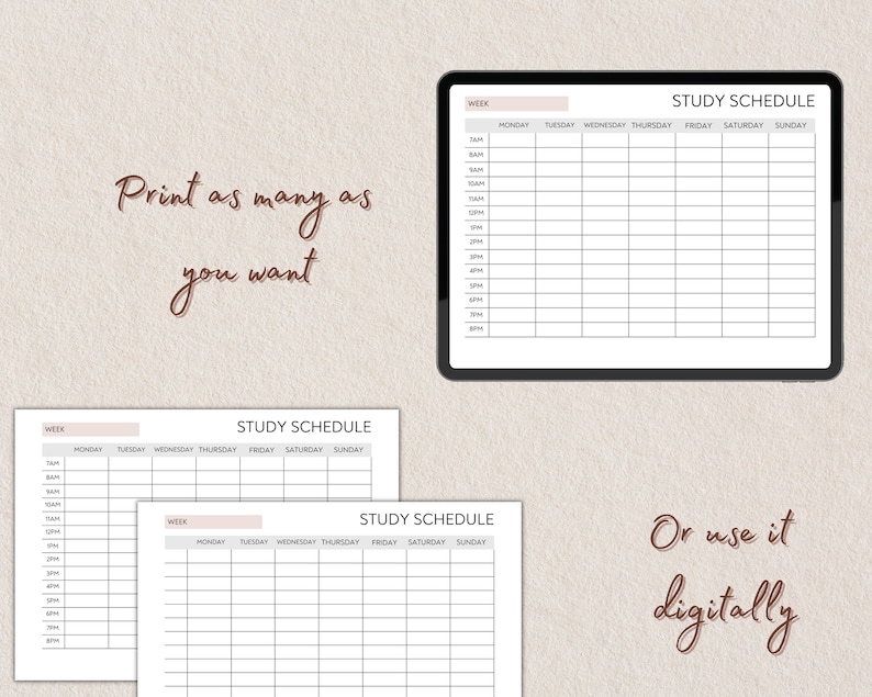 Revision Timetable Printable Set , Study Schedule, Weekly Timetable ...