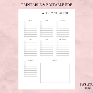 Printable Daily Weekly Monthly Cleaning Planner, Editable Cleaning ...