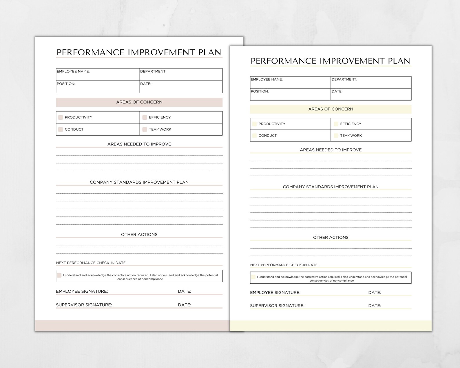 Employee Performance Evaluation Template Printable, HR Template ...