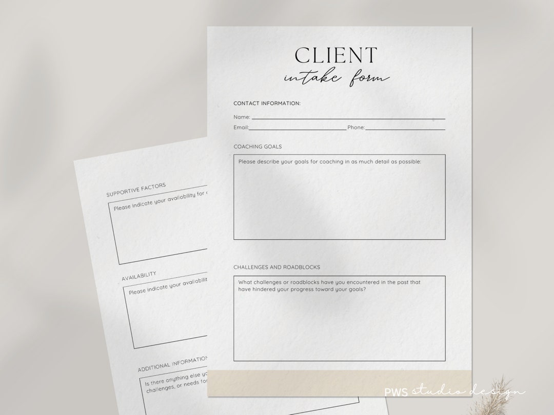 Coaching Client Intake Form Onboarding Life Coach Template Intake ...