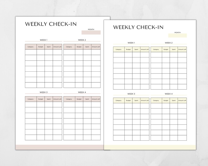 Printable Weekly Check-in Tracker, Editable, Weekly Check-in Planner ...