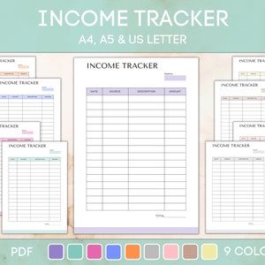 Income Tracker Printable, Editable Monthly Income, Tracker Income and ...