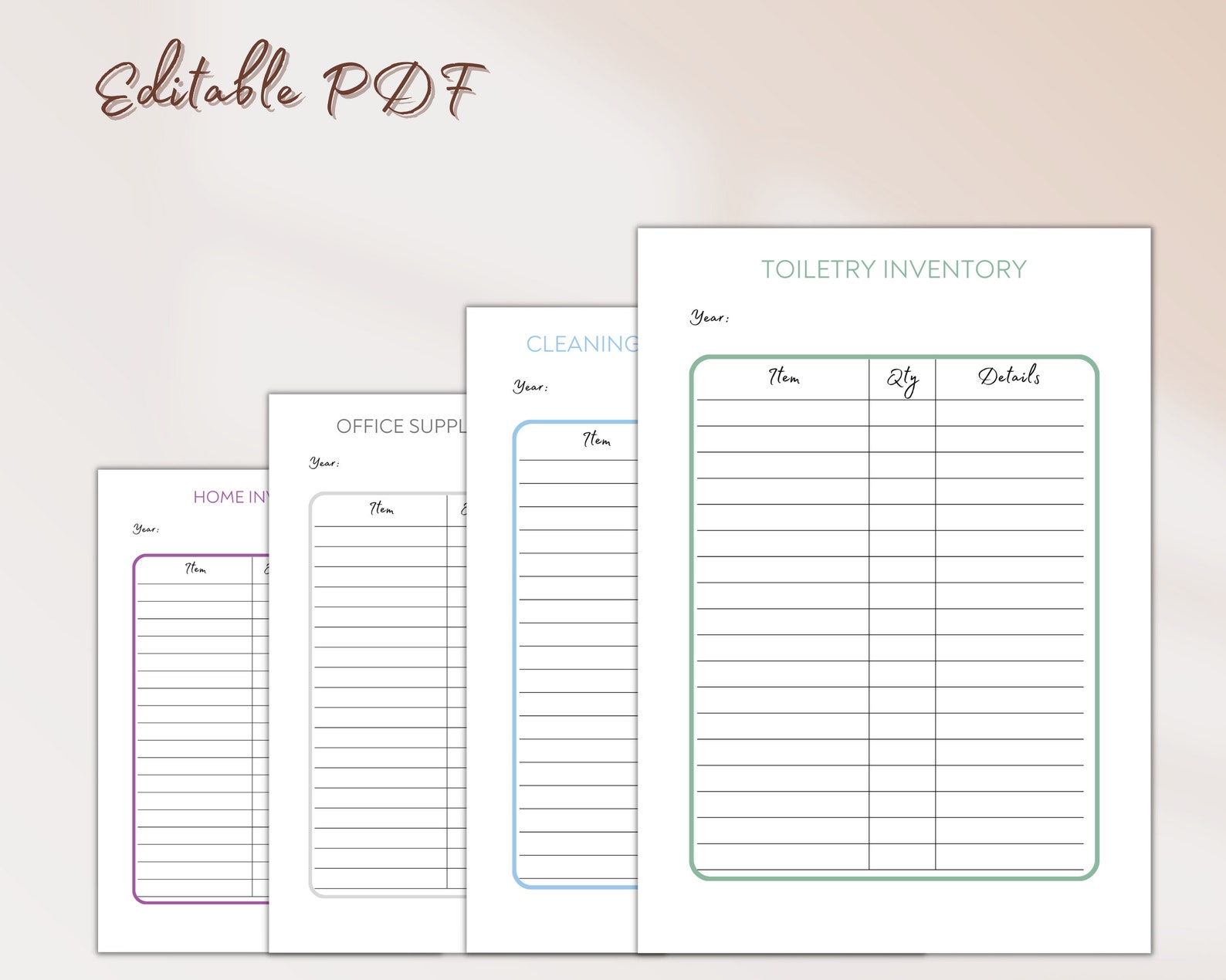 Household Inventory, Household List,toiletry Inventory,medication ...