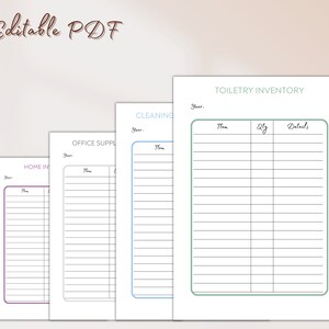 Household Inventory, Household List,toiletry Inventory,medication ...