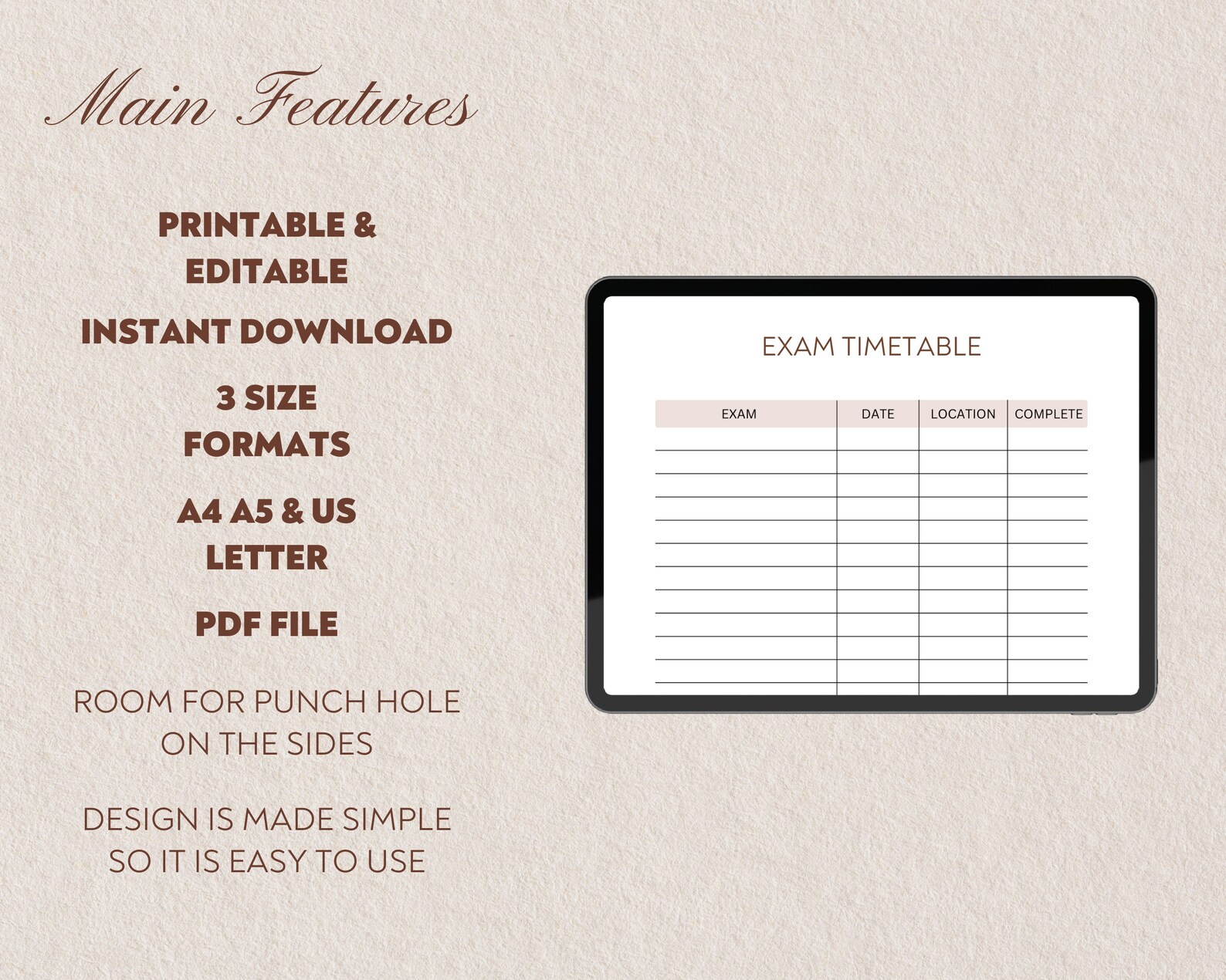 Exam Timetable Printable and Editable, Study Template, Student Log ...