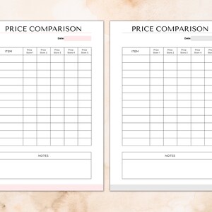 Price Comparison Template, Grocery Price Comparison Sheet, Price Book ...