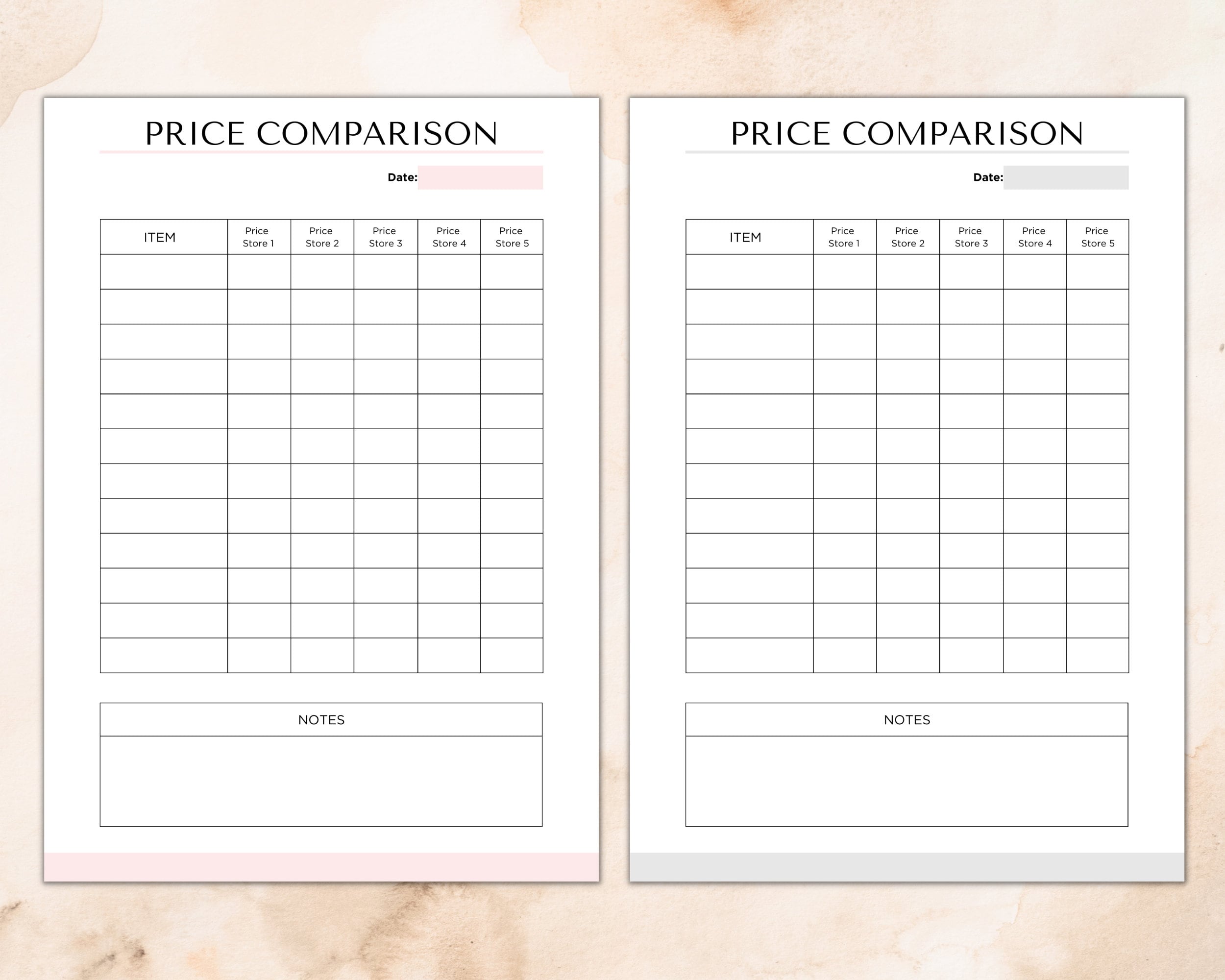 Price Comparison Template, Grocery Price Comparison Sheet, Price Book ...
