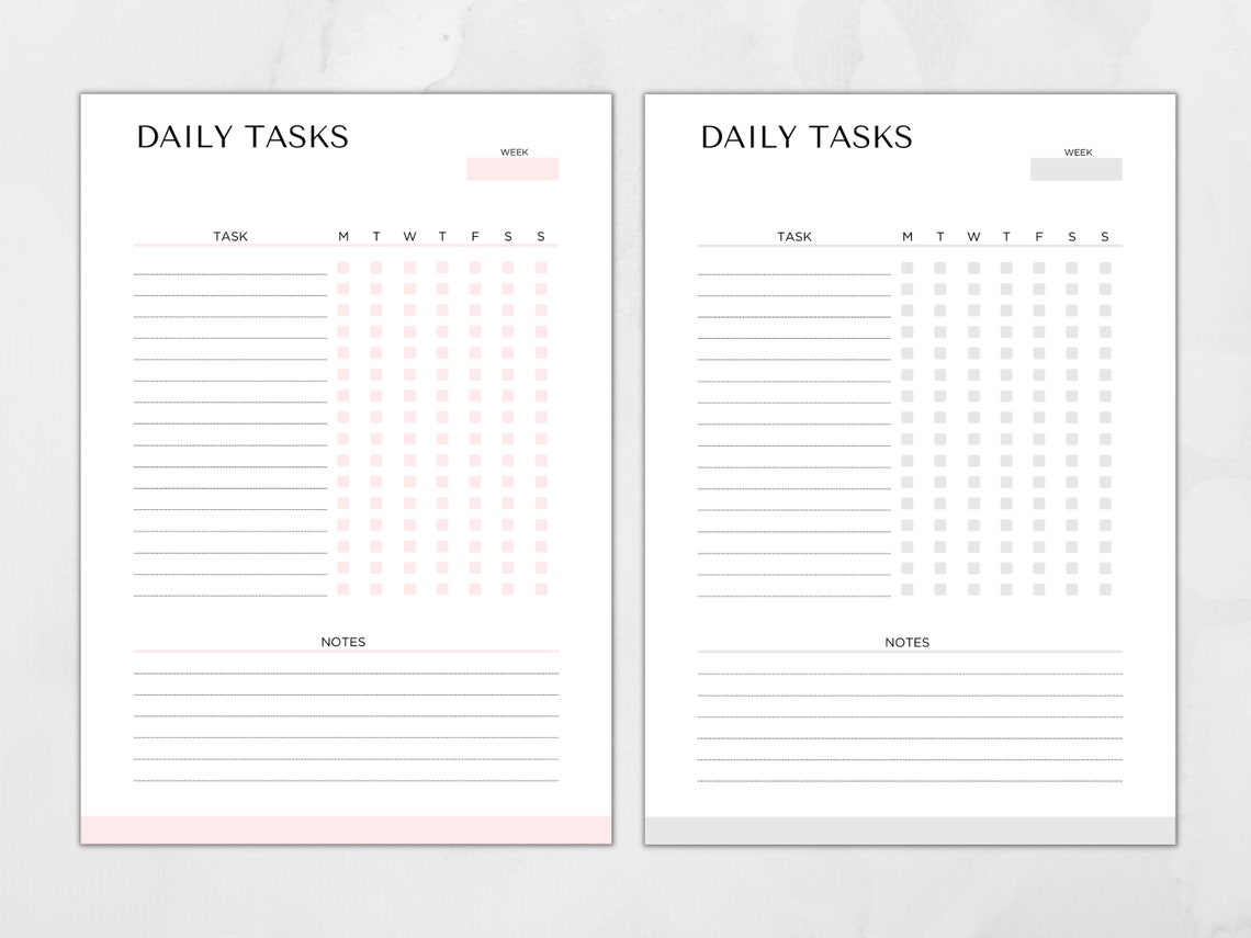 Printable Daily Tasks Template, Editable Daily Checklist, Daily Chore ...