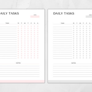 Printable Daily Tasks Template, Editable Daily Checklist, Daily Chore ...