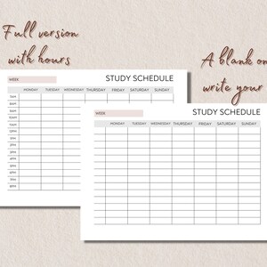 Revision Timetable Printable Set , Study Schedule, Weekly Timetable ...