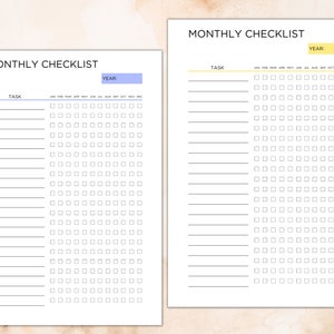 Printable and Editable Monthly Checklist, Month to Do List, Chore List ...