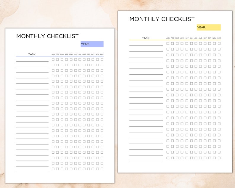 Printable and Editable Monthly Checklist, Month to Do List, Chore List ...