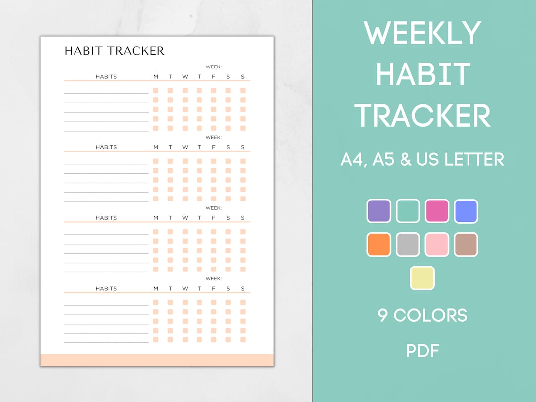 Printable Weekly Habit Tracker, Editable Habit Template, Daily Routine ...