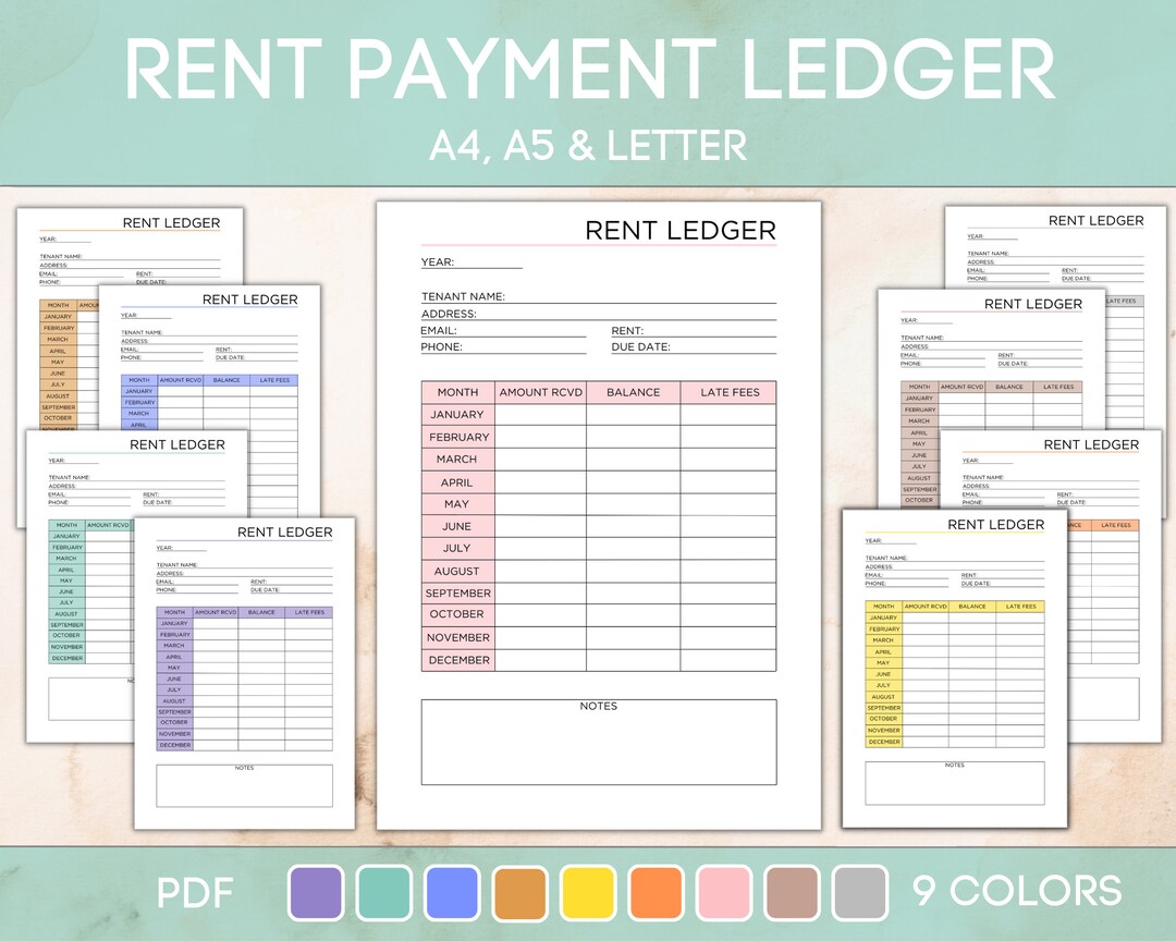 Rent Payment Ledger Printable, Tenant Log, Tenant Payment Tracker ...