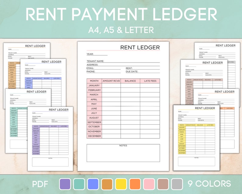 Rent Payment Ledger Printable, Tenant Log, Tenant Payment Tracker ...