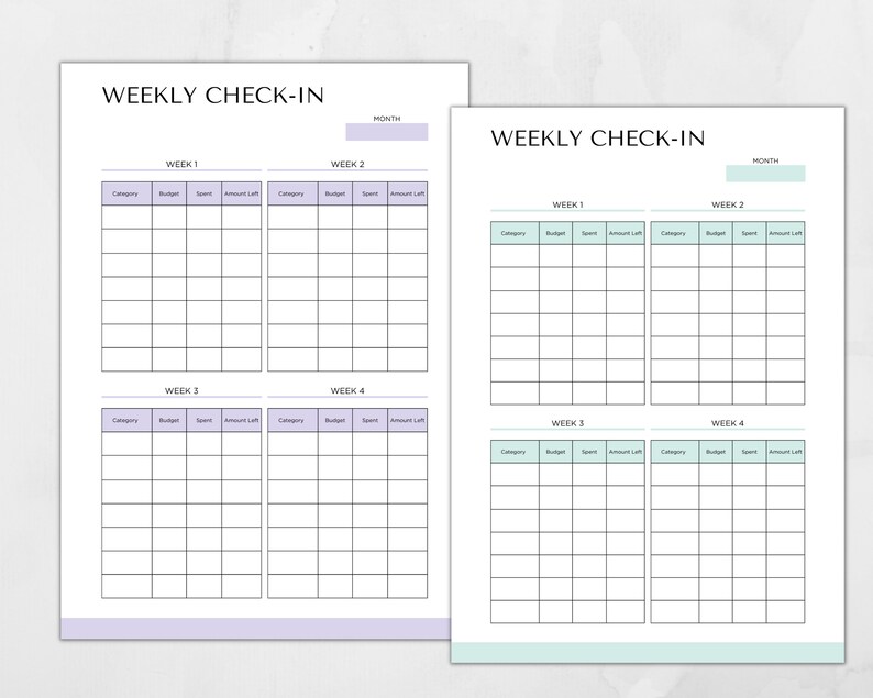 Printable Weekly Check-in Tracker, Editable, Weekly Check-in Planner ...