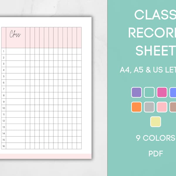 Class Record Sheet - Etsy