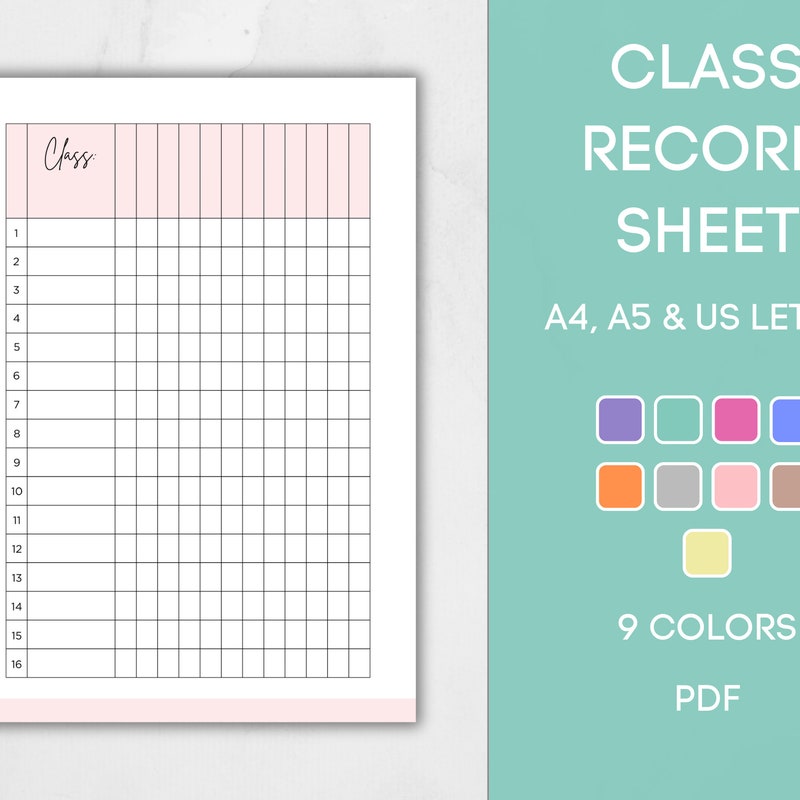 Printable Class Record Grade Sheet - Etsy