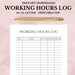 Printable and Editable Work Log, Task Working Hours Activity Tracker ...
