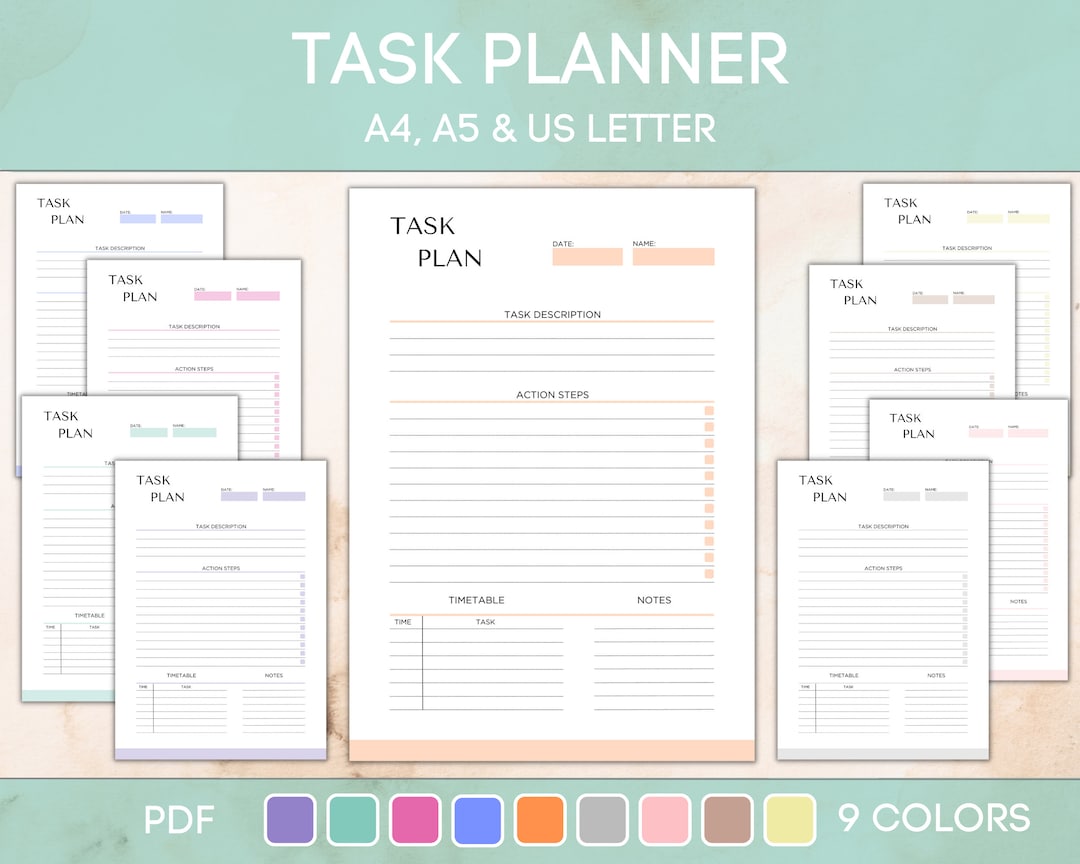 Task Planner Printable, Editable ADHD Task Plan, Project Planner, Task ...