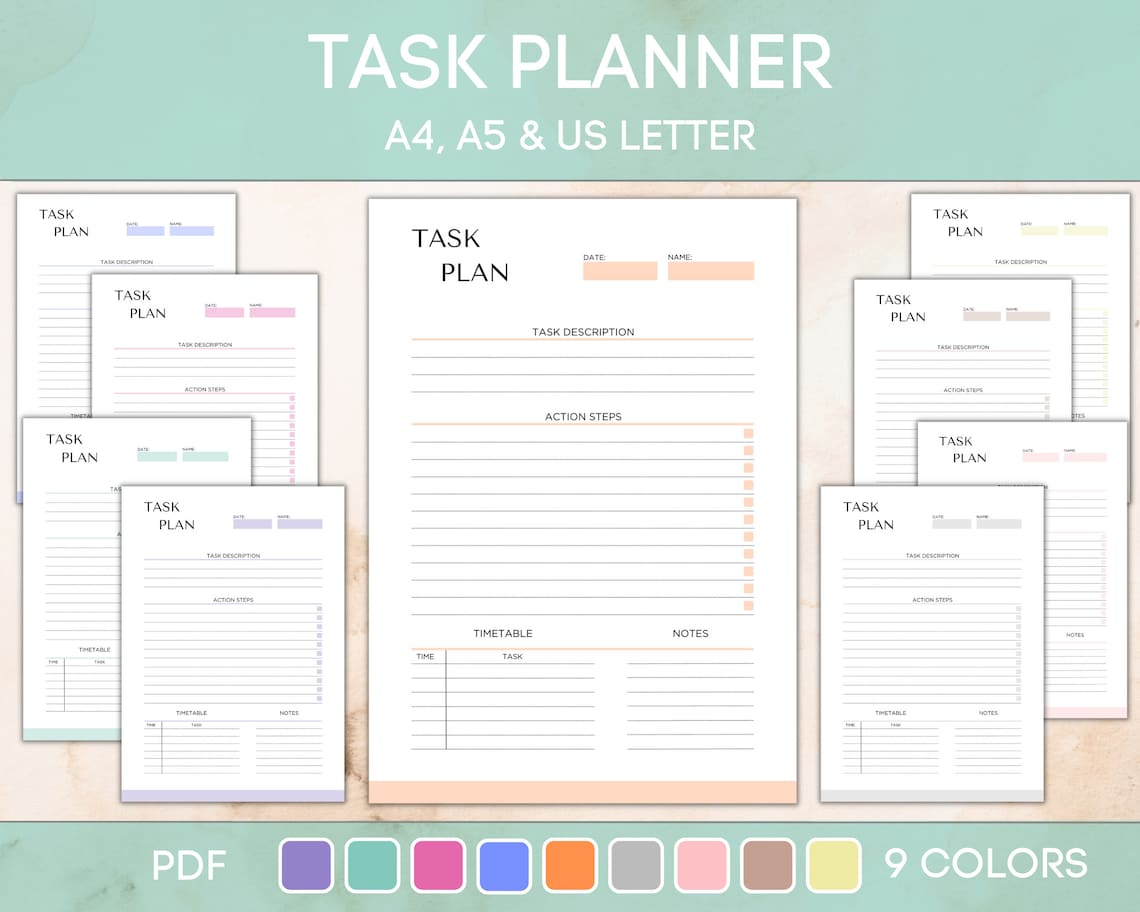 Task Planner Printable, Editable ADHD Task Plan, Project Planner, Task ...