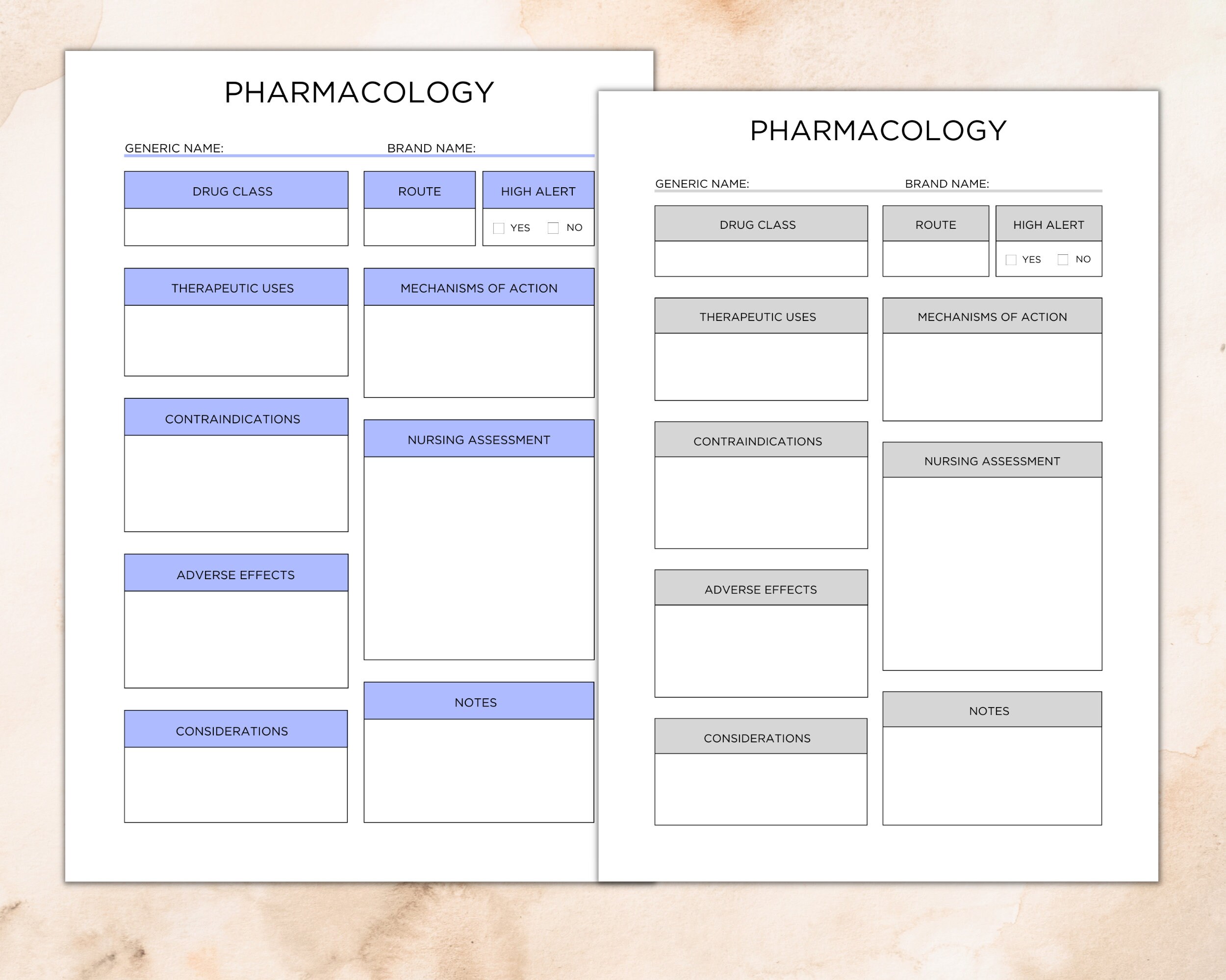 Pharmacology Template Printable and Editable, Drug Log, Student Nurse ...