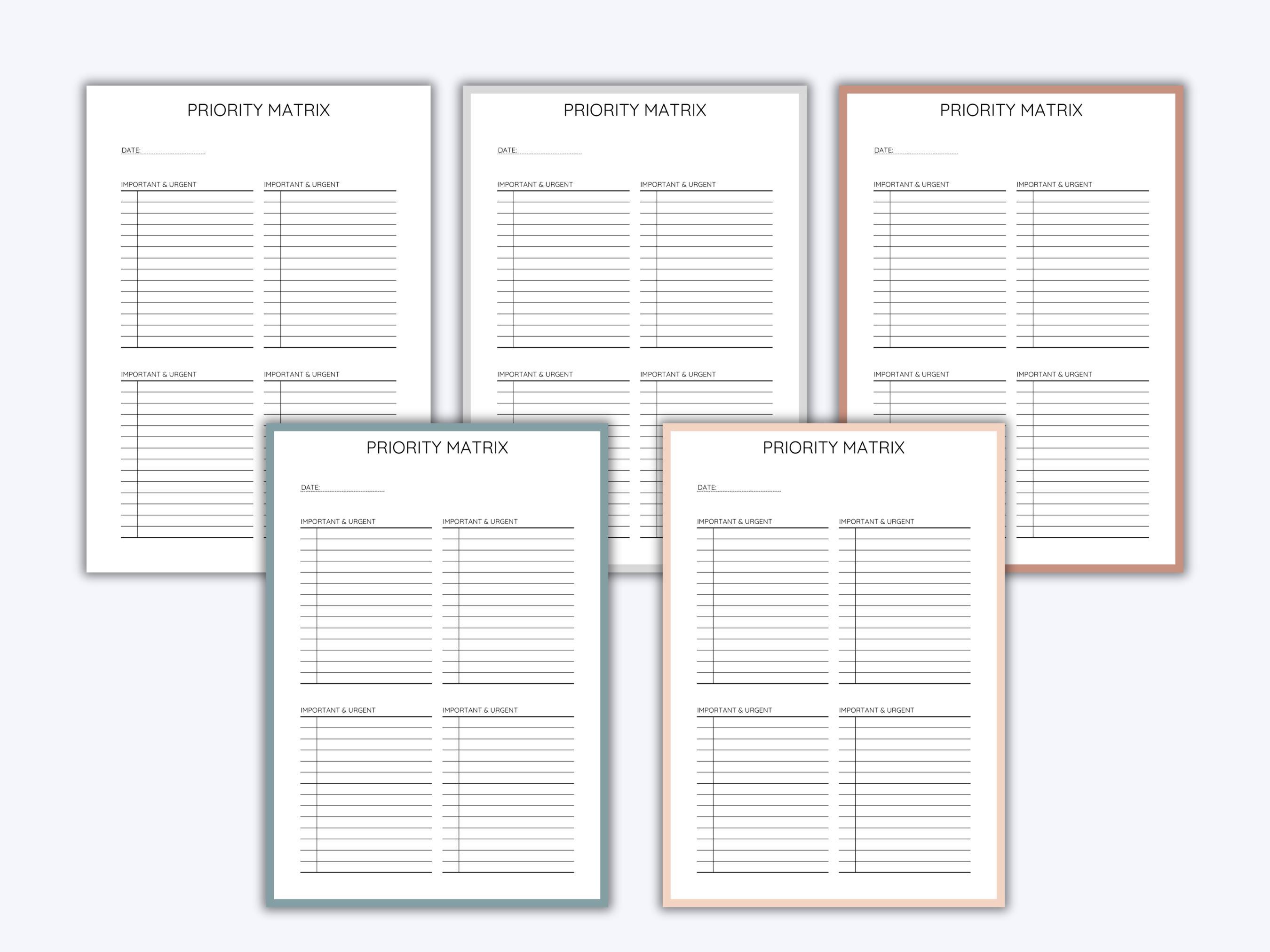 Priority Matrix Printable, Decision Matrix, Eisenhower Matrix, My ...
