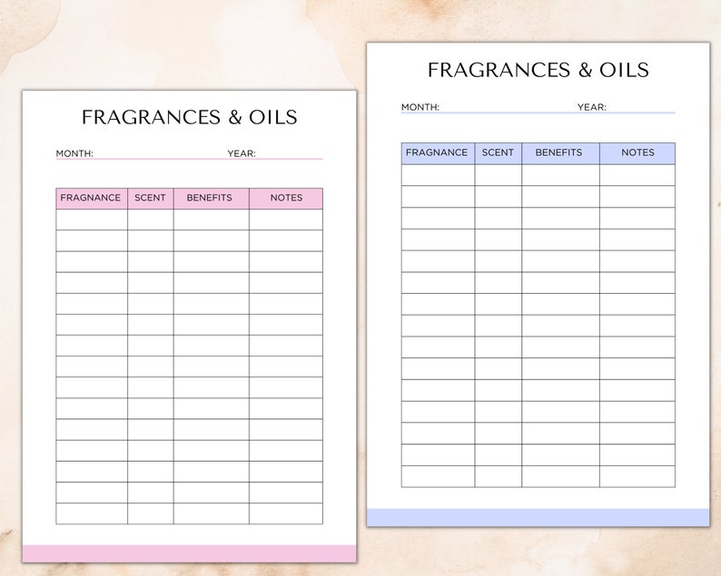 Fragrance and Oil Tracking Form, Printable DIY Candle Maker Soap, Maker ...