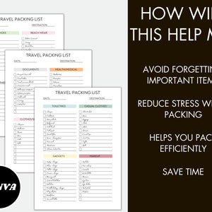 Packing List, EDITABLE, PRINTABLE, Packing List Template, Packing Lists ...