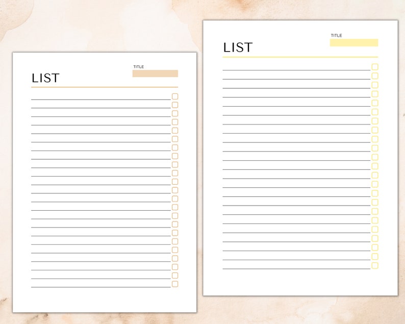 Editable and Printable Checklist Template, Simple List for Planner ...