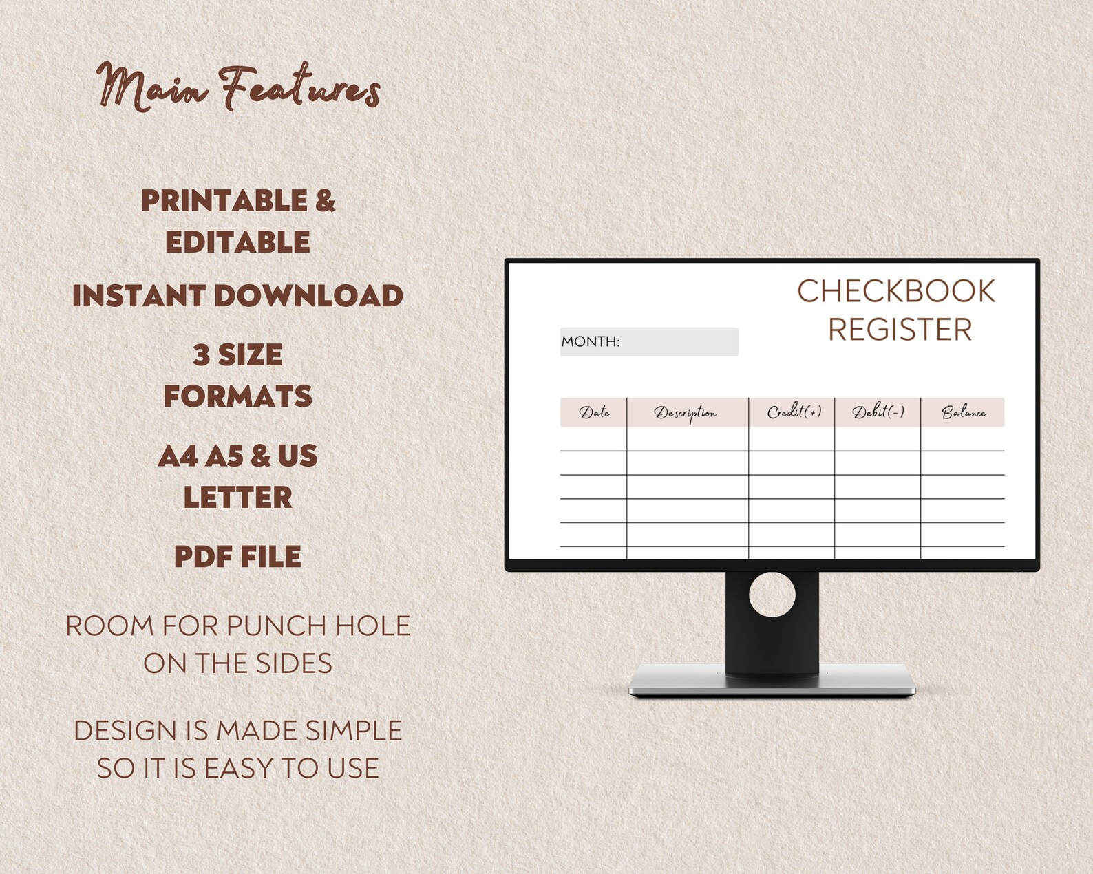 Checkbook Register Printable and Editable, Transaction Sheet, Planner ...