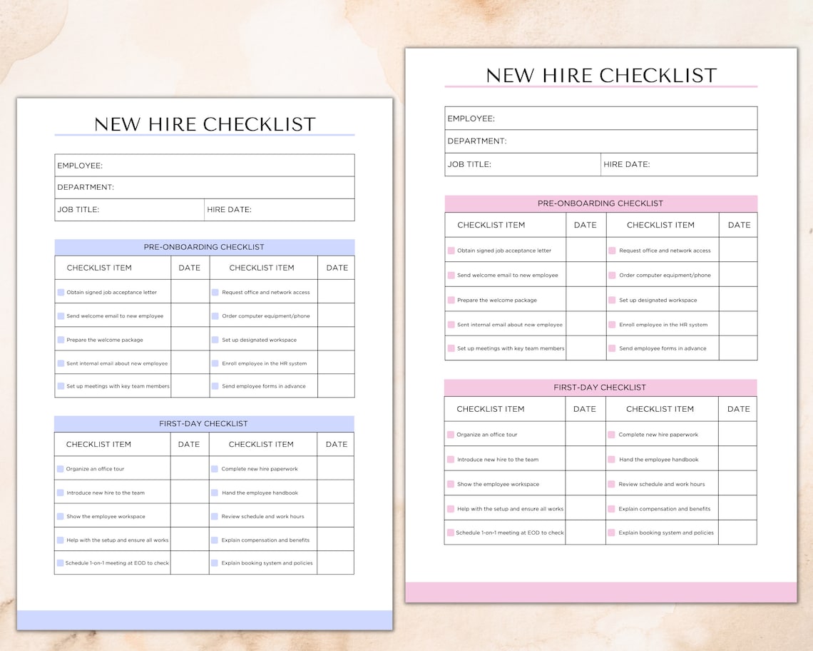 New Hire Checklist Printable, Editable Employee Onboarding Template, HR ...
