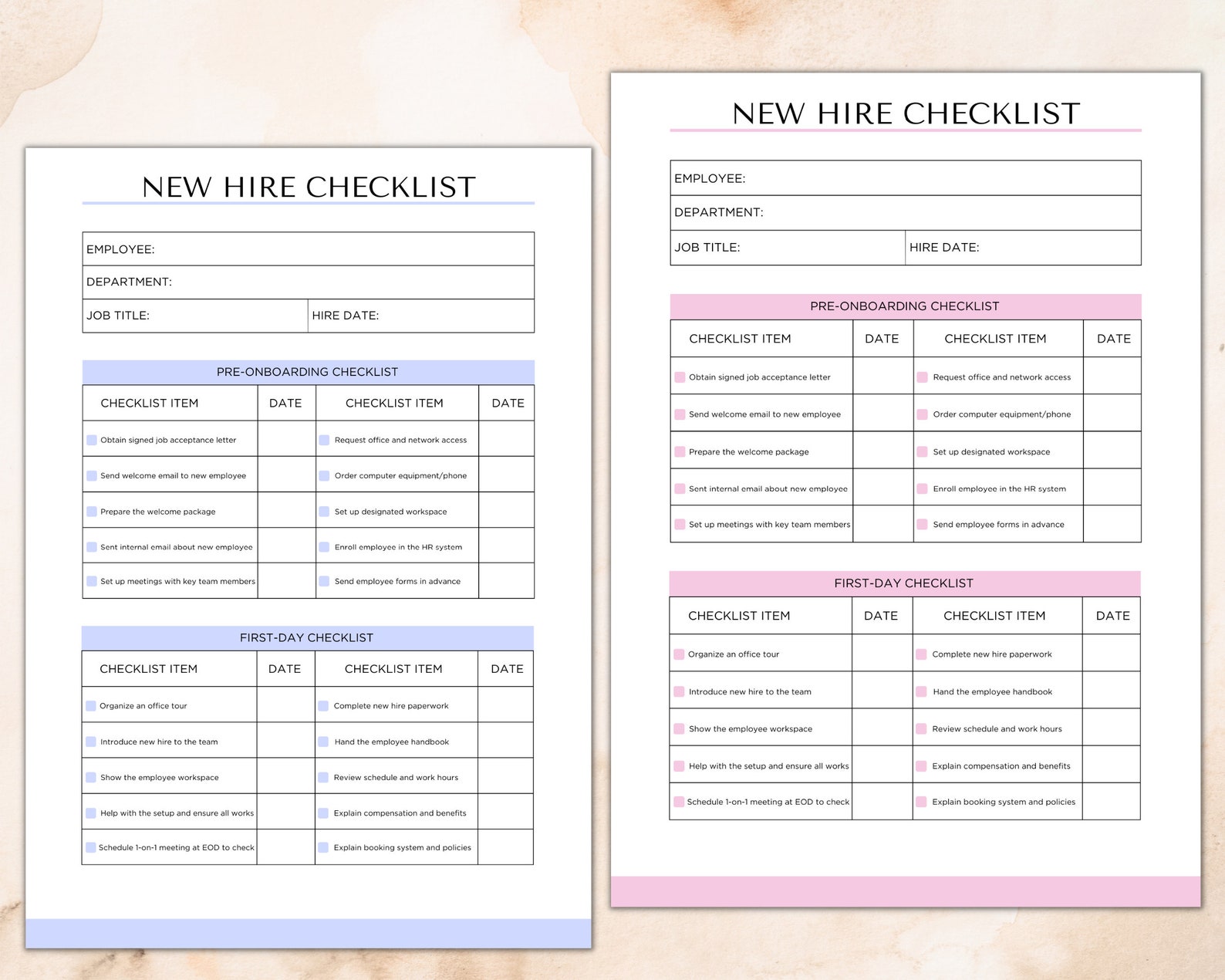 New Hire Checklist Printable, Editable Employee Onboarding Template, HR ...