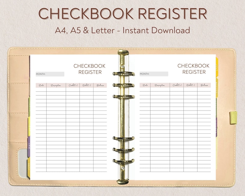Checkbook Register Printable and Editable, Transaction Sheet, Planner ...