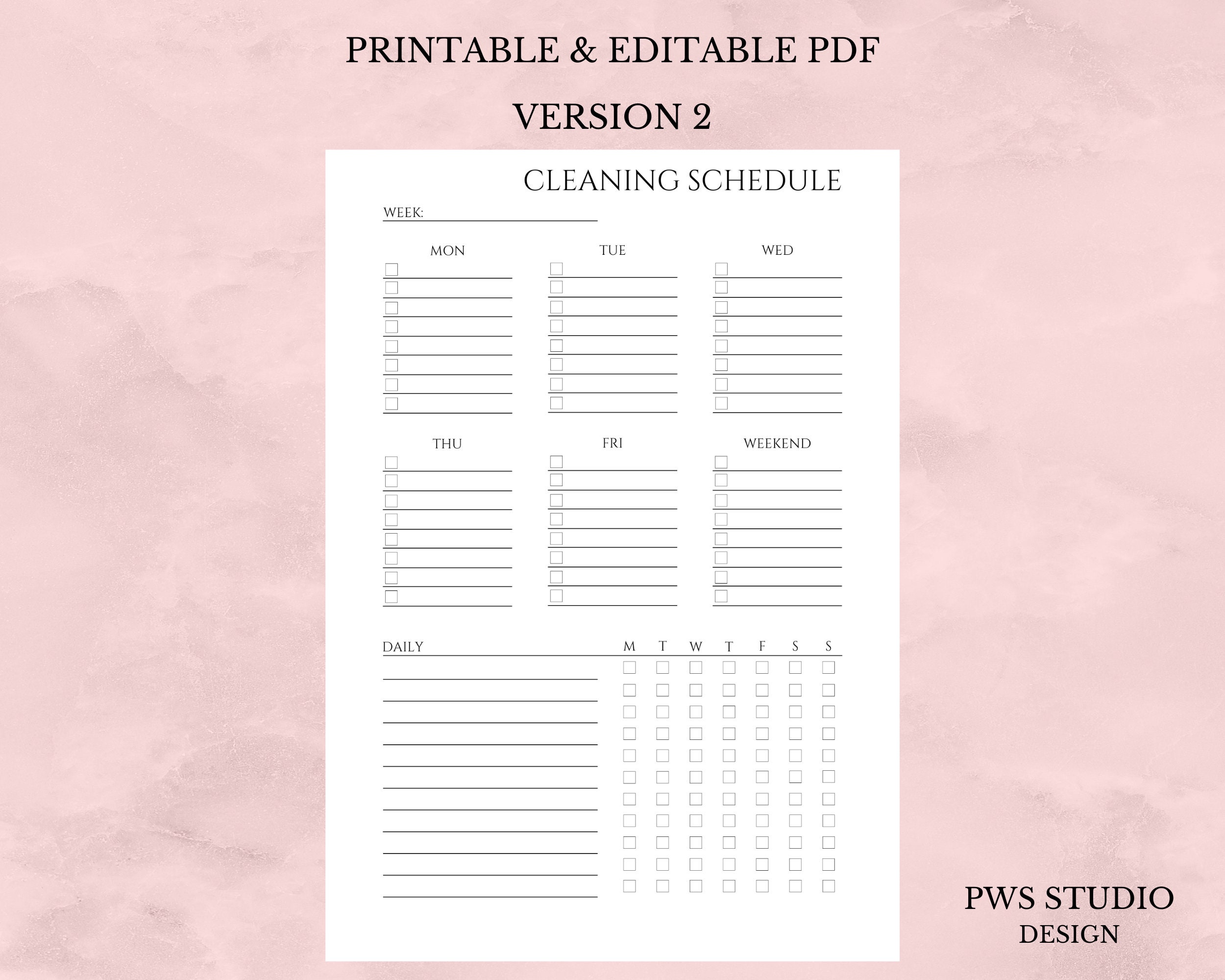 Editable Cleaning Schedule, Cleaning Planner Printable, Weekly Cleaning ...