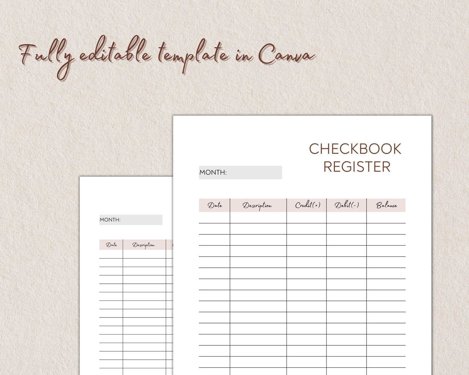 Checkbook Register Printable and Editable, Transaction Sheet, Planner ...