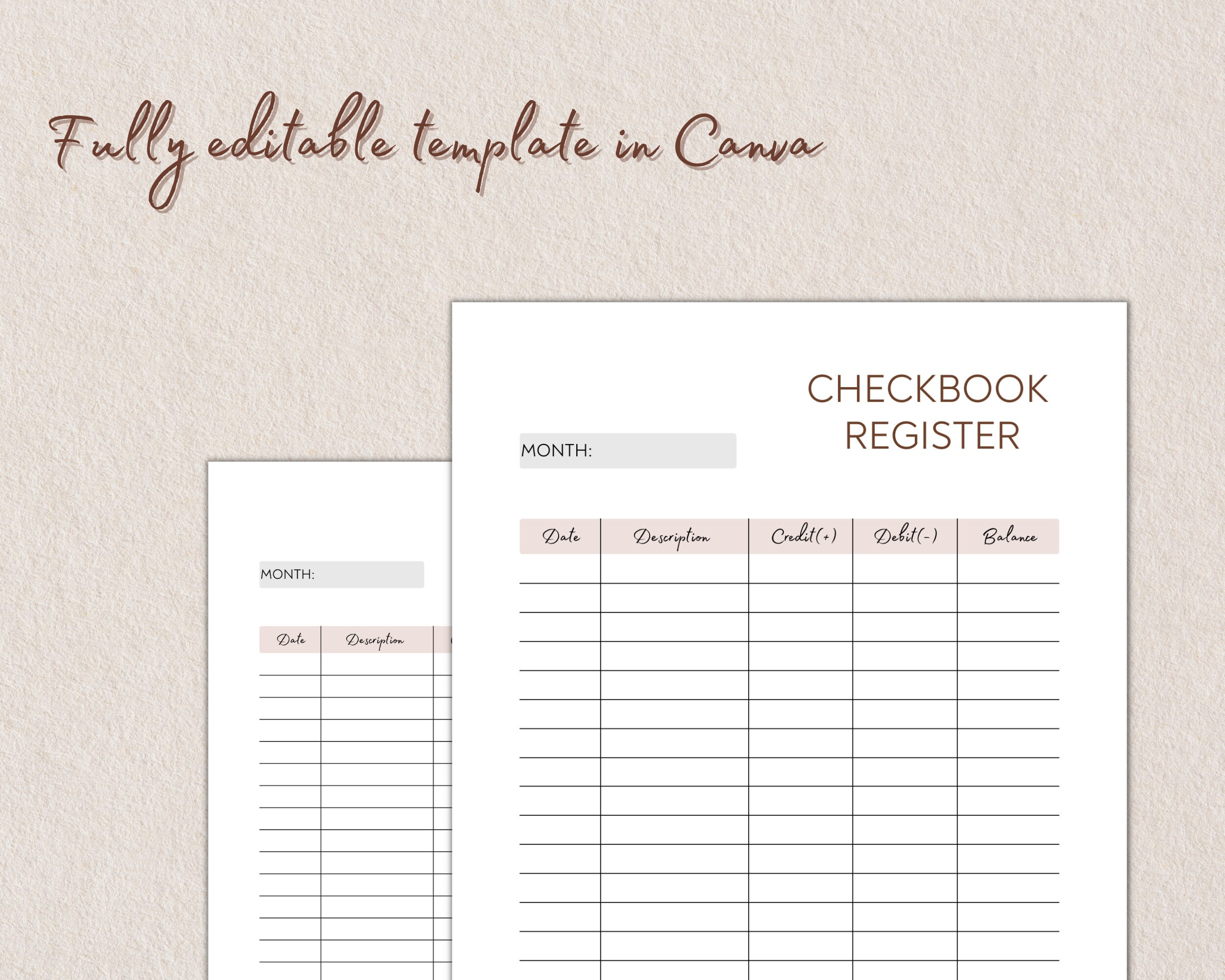 Checkbook Register Printable and Editable, Transaction Sheet, Planner ...