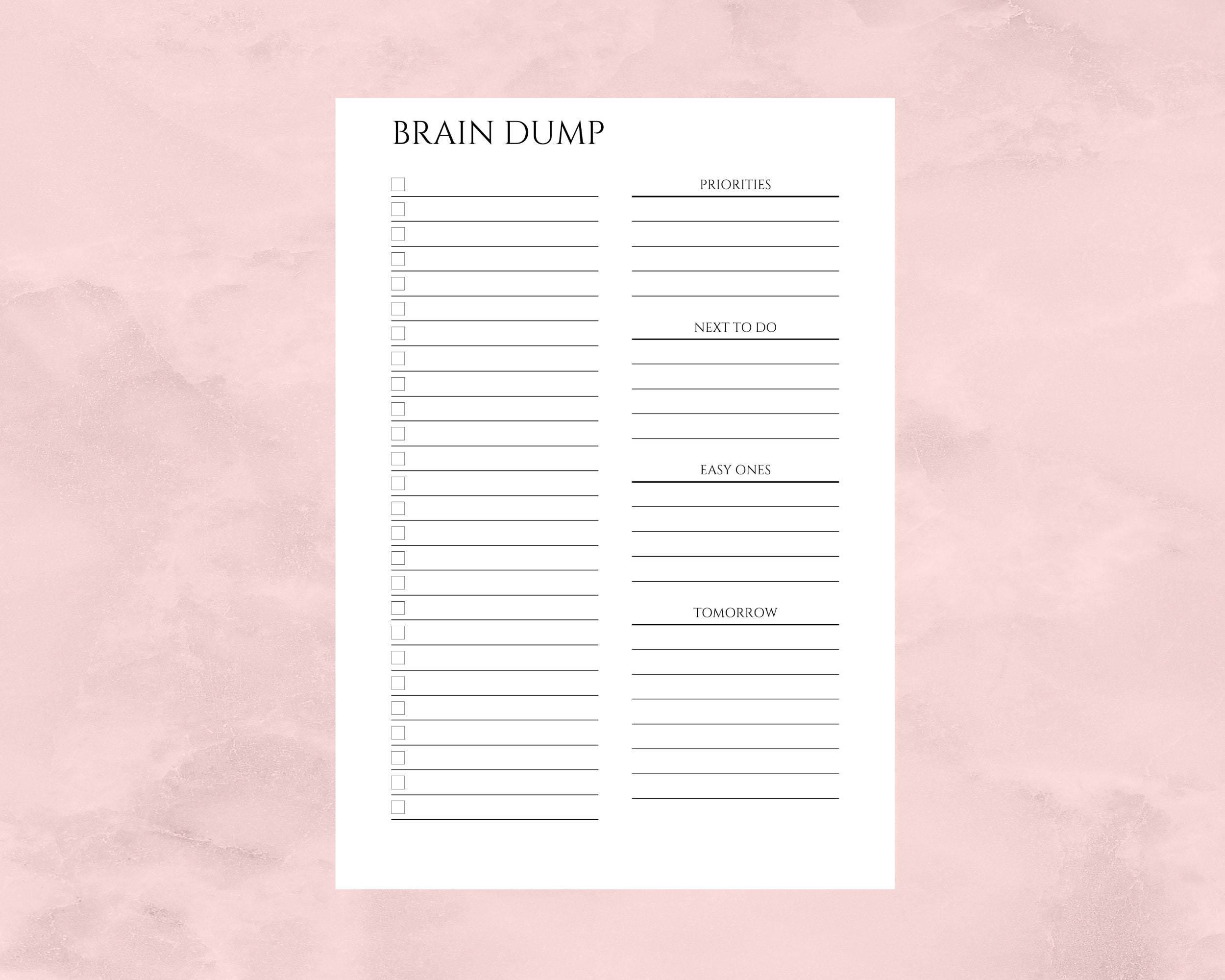 Brain Dump Small Bundle Printable and Editable, Instant Download ...