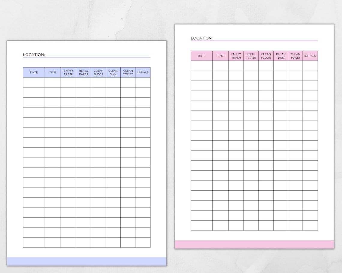 Printable Restroom Cleaning, Editable Cleaning Log, Bathroom Cleaning ...